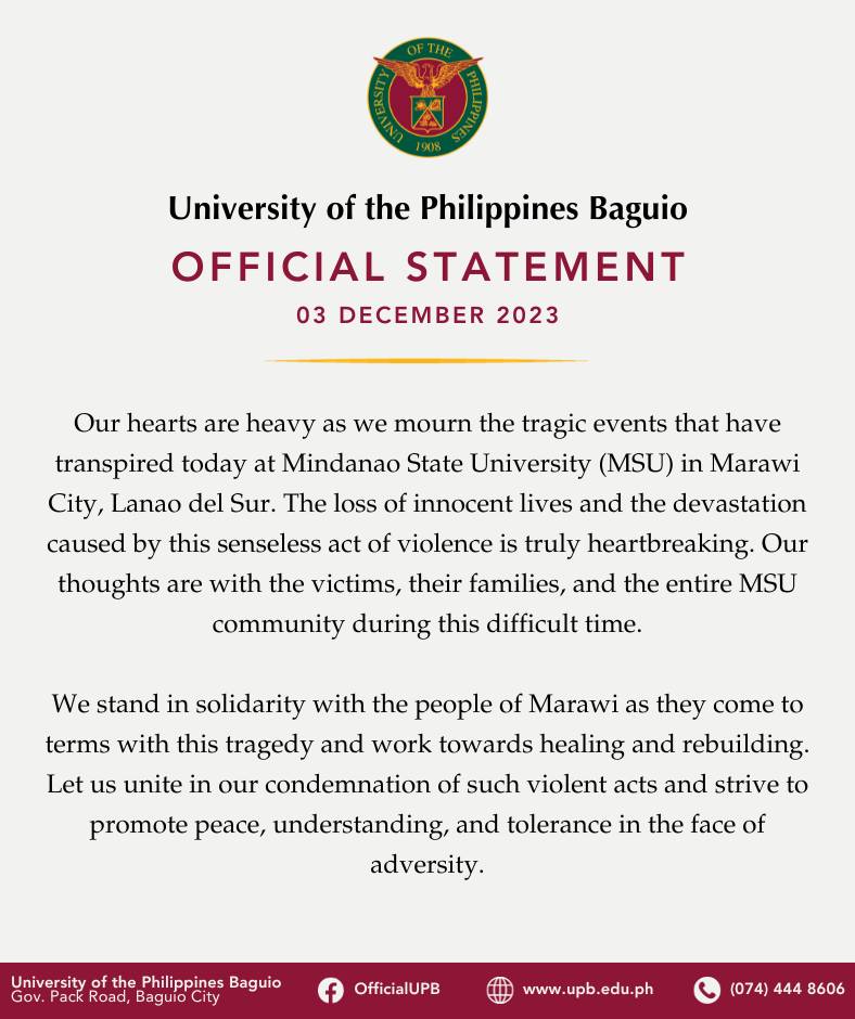 Announcement - University of the Philippines Baguio